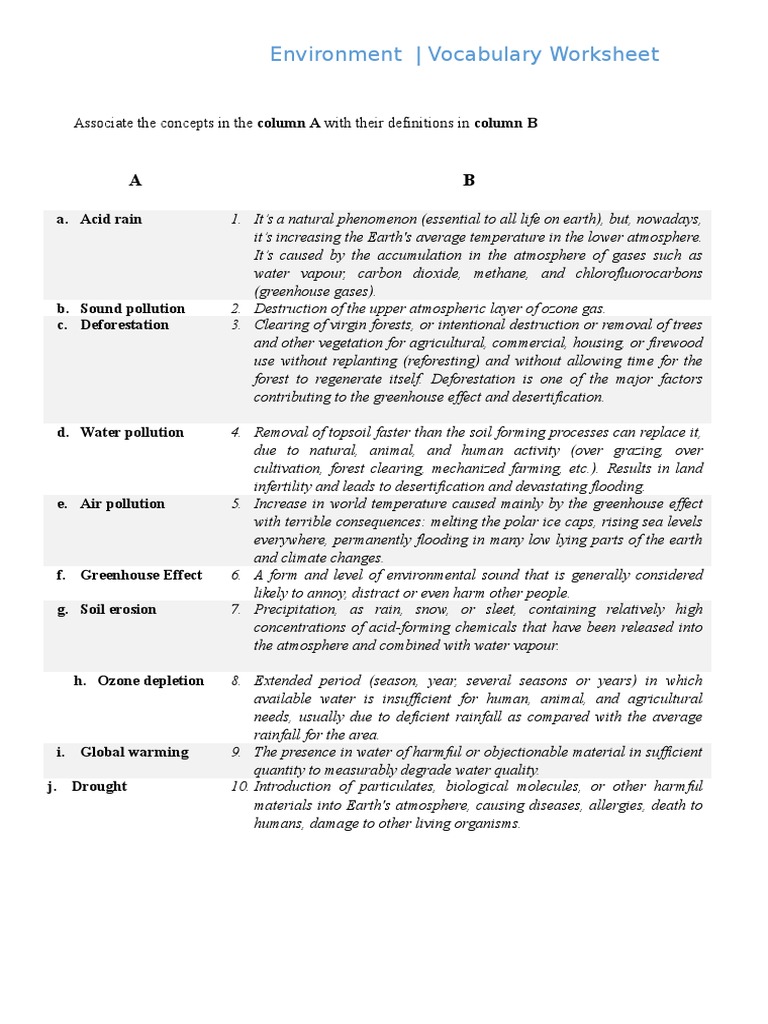 Environmental Vocabulary Definitions | PDF | Science & Mathematics