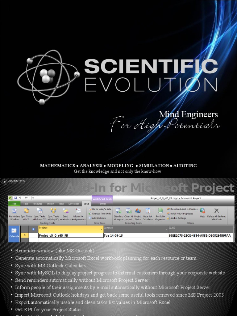Microsoft Project Add-In Features | PDF | Microsoft Excel | Microsoft