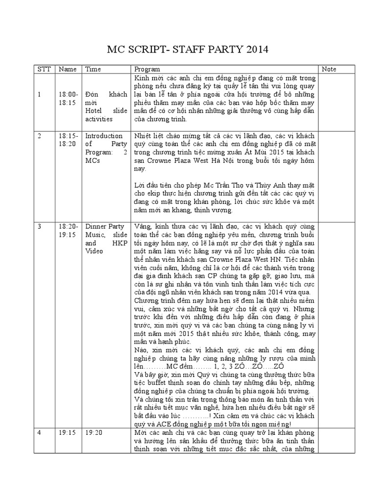 MC Script - Final 2015 | PDF
