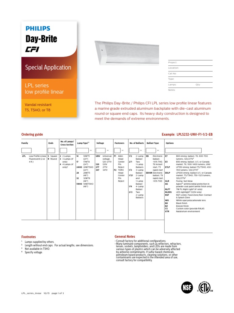 LPL Series Linear | PDF | Fluorescent Lamp | Lighting