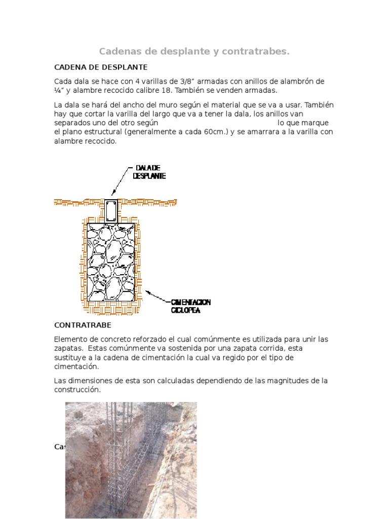 Cadenas de Desplante y Contratrabes | PDF | Fundación (Ingeniería ...