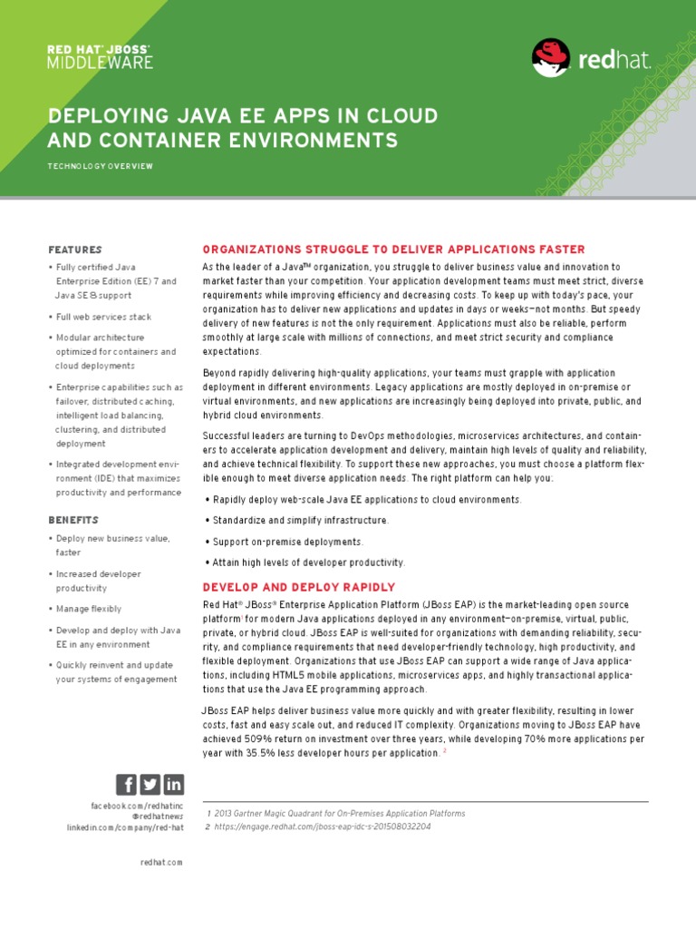 Technology Overview - Red Hat JBoss EAP 7 PDF | PDF | Red Hat | Cloud ...
