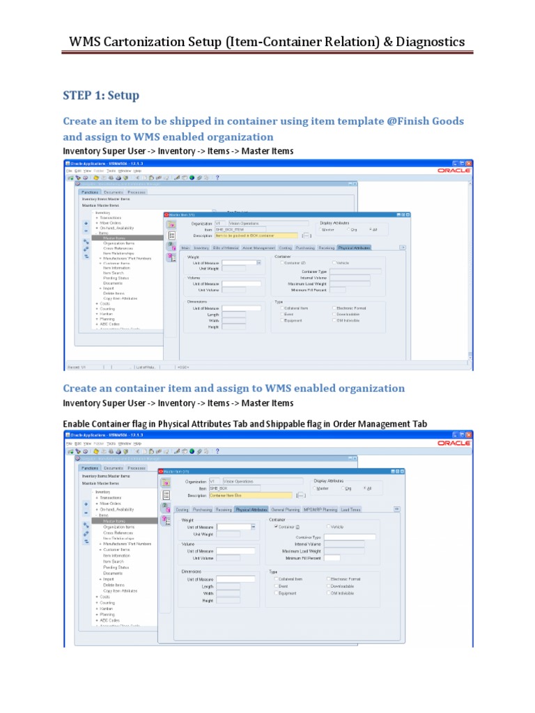 WMS Cartonization Setup | PDF | Warehouse | Logistics