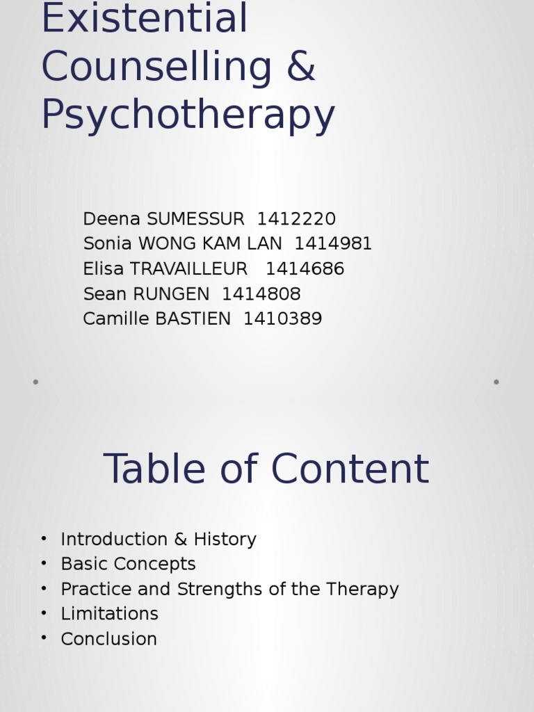 Existential Counselling Psychotherapy FINAL | PDF | Existentialism ...