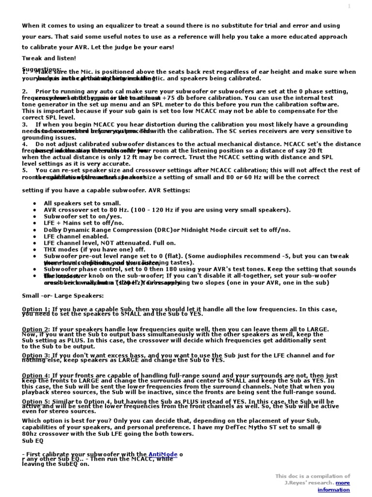 Mcacc Workflow | PDF | Equalization (Audio) | Loudspeaker