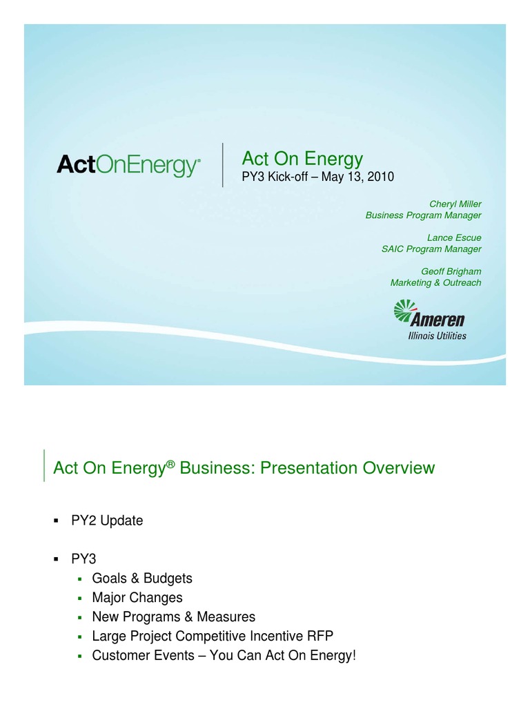 Act On Energy: PY3 Kick-Off - May 13, 2010 | PDF | Hvac | Refrigerator