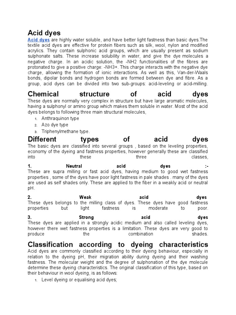 Acid Dyes | PDF | Dye | Acid