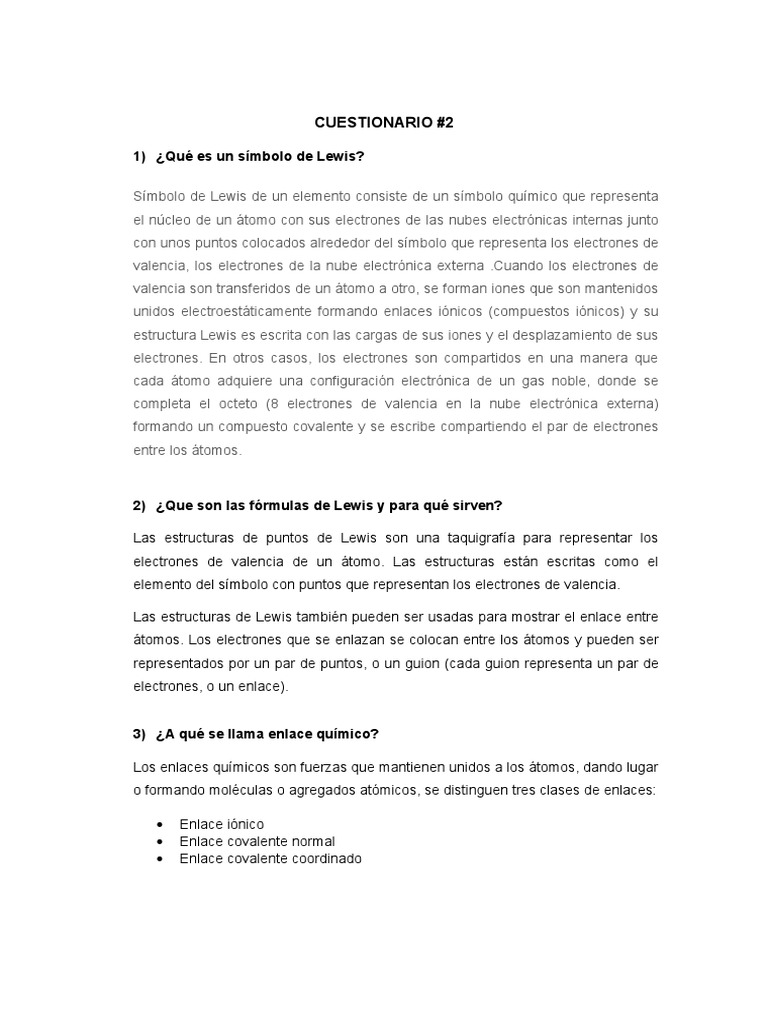 Símbolos de Lewis y Enlaces Químicos | PDF | Enlace químico | Solvente