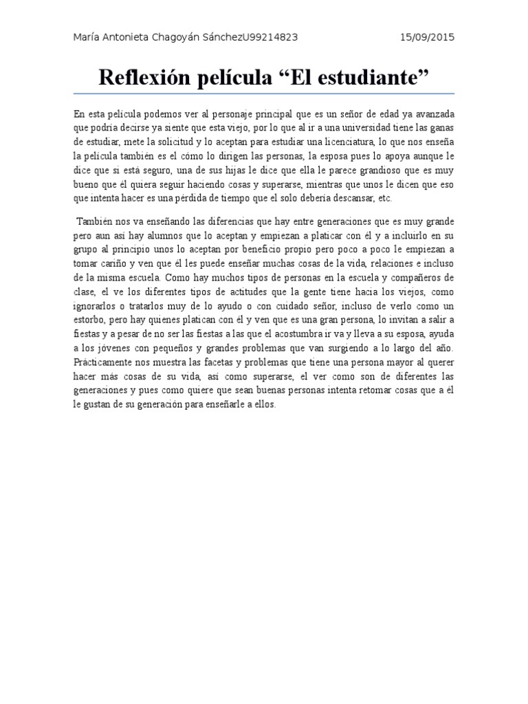 Reflexión Película El Estudiante | PDF
