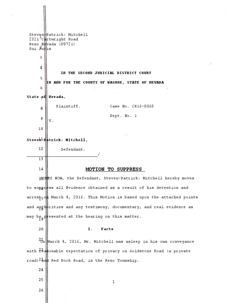 Motion To Supress Complete District Court | PDF | Search And Seizure ...