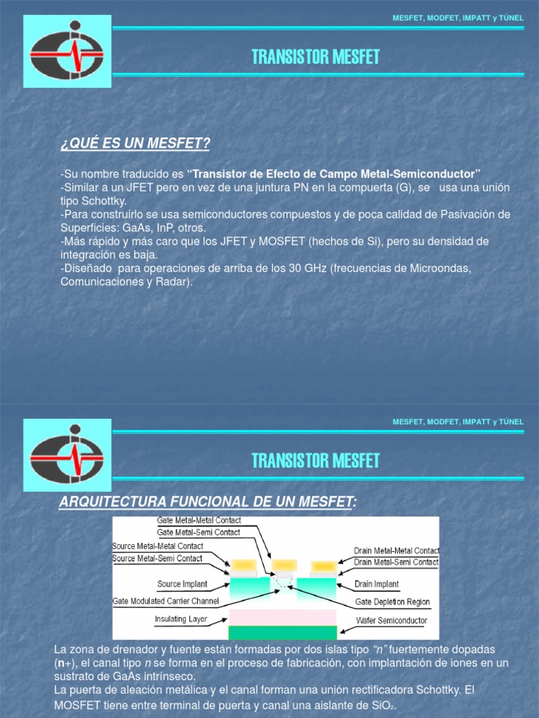 Mesfet, Modfet e Impatt | PDF | Diodo | Transistor