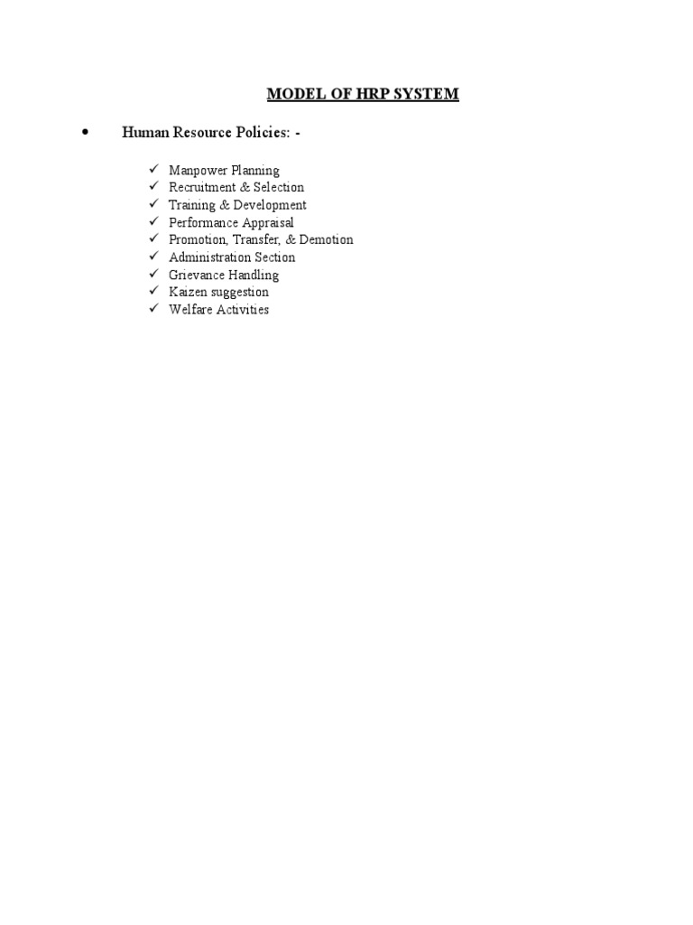 HRP System: Key Human Resource Policies | PDF | Career & Growth | Business