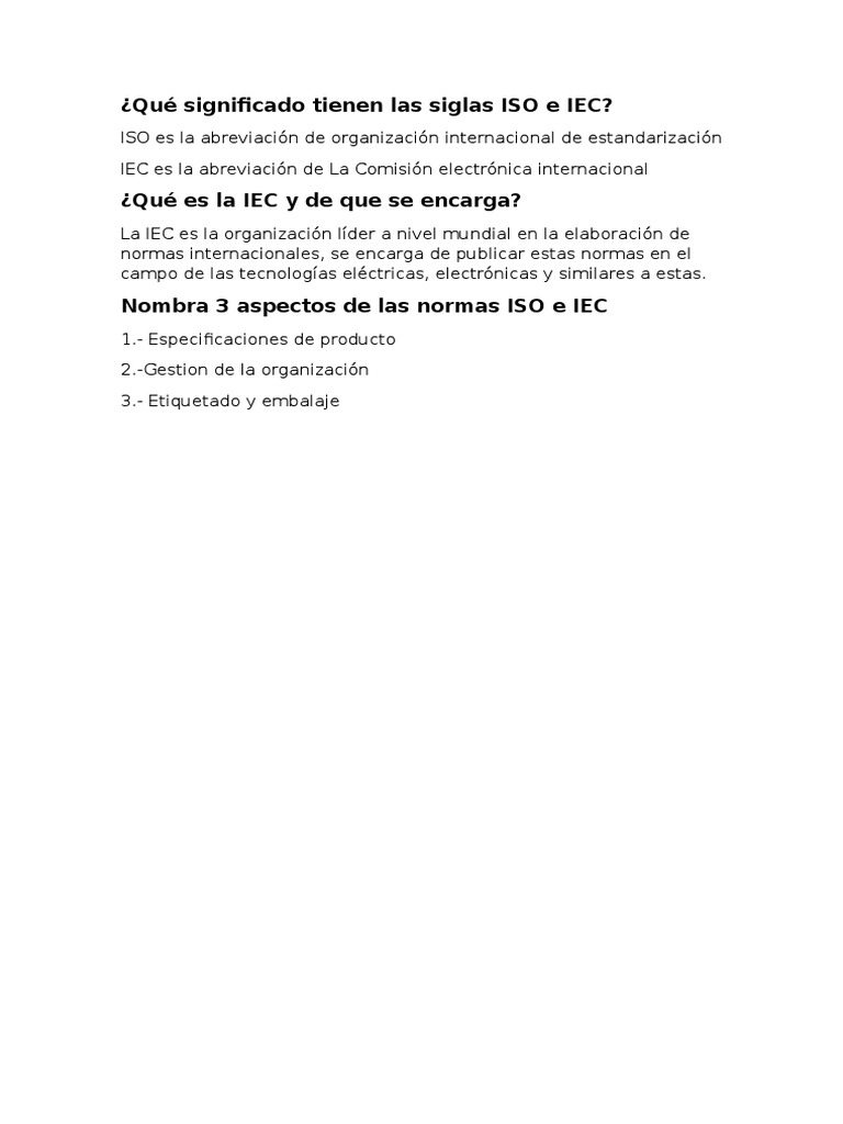 Qué Significado Tienen Las Siglas ISO e IEC | PDF