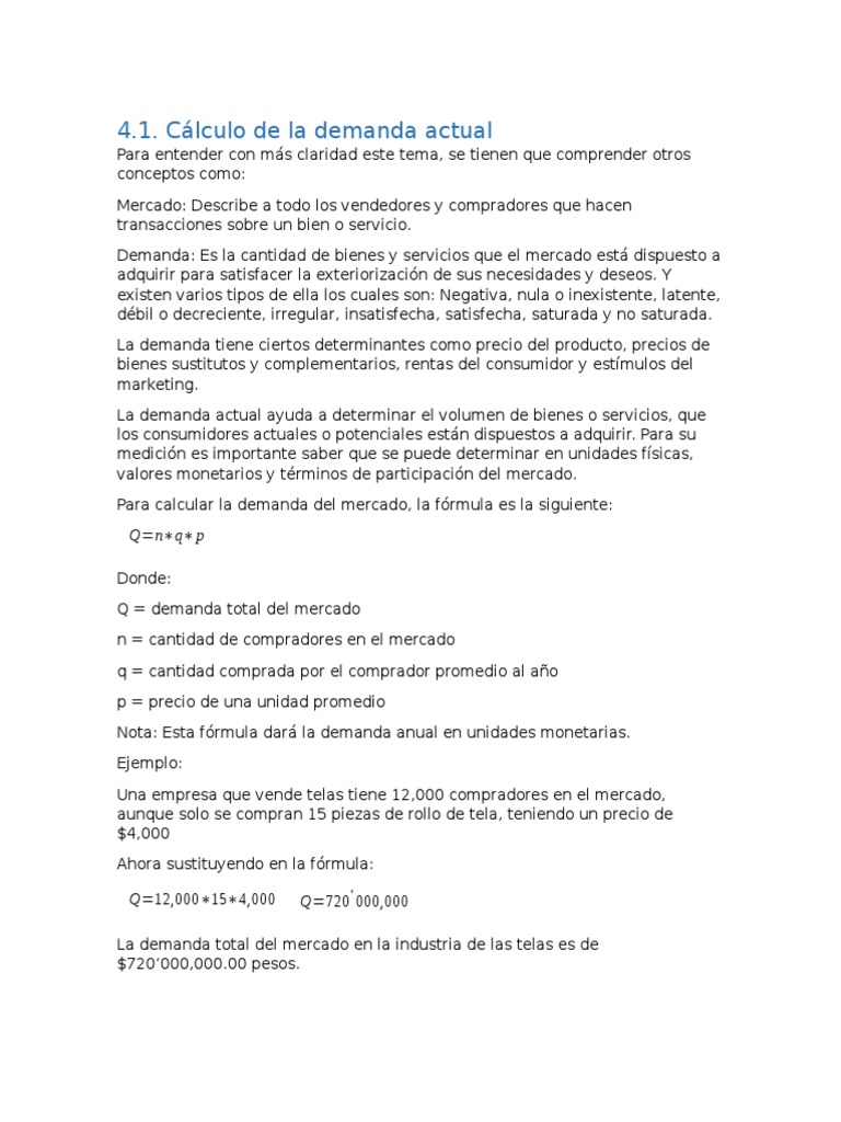 Calculo de La Demanda Actual | PDF | Demanda | Mercado (economía)