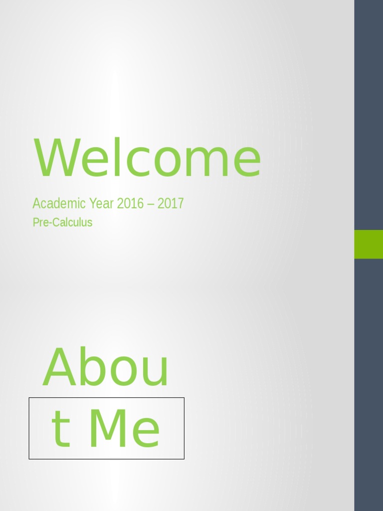 Welcome Precalc | PDF | Homework | Precalculus