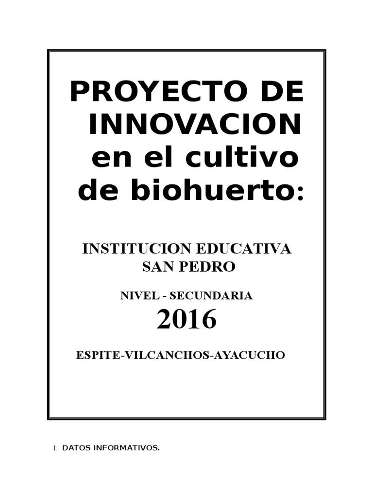 Proyecto de Innovacion-2016 Espite | PDF