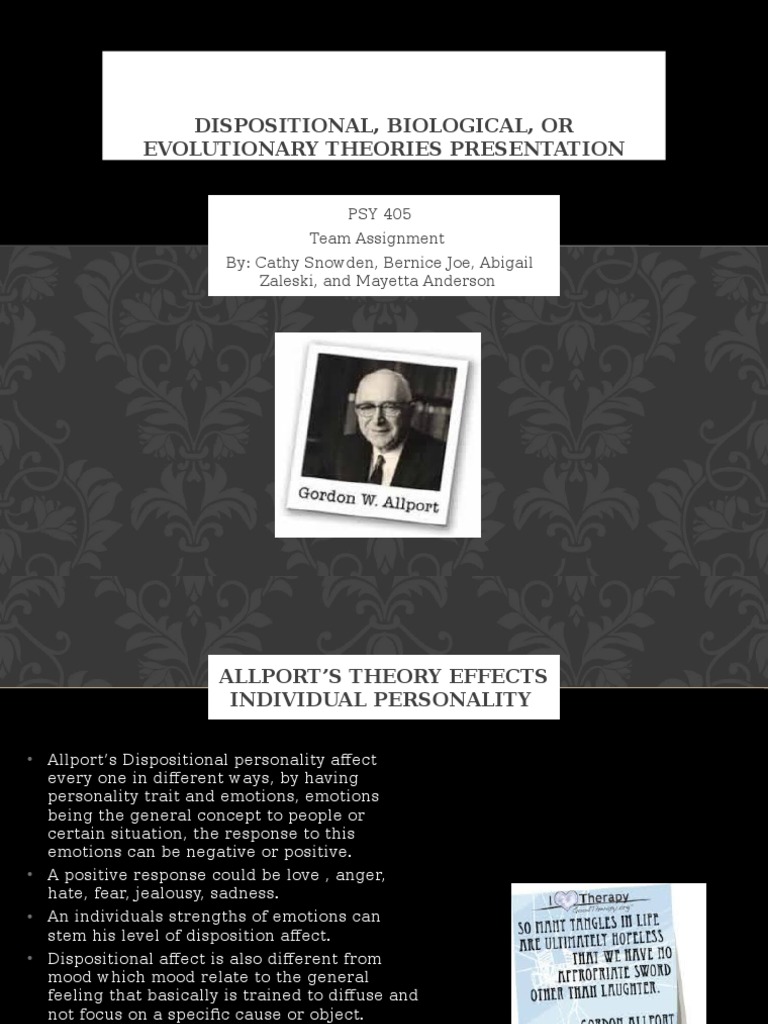 Dispositional, Biological, or Evolutionary Theories Presentation | PDF ...