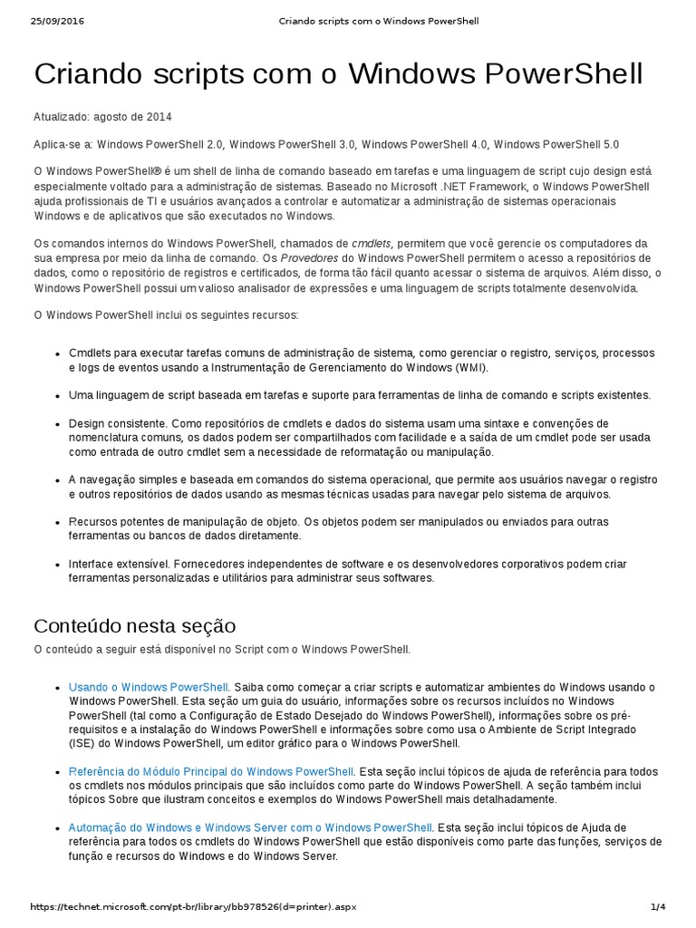 Criando Scripts Com O Windows Powershell Pdf Linguagem De Script Microsoft Windows