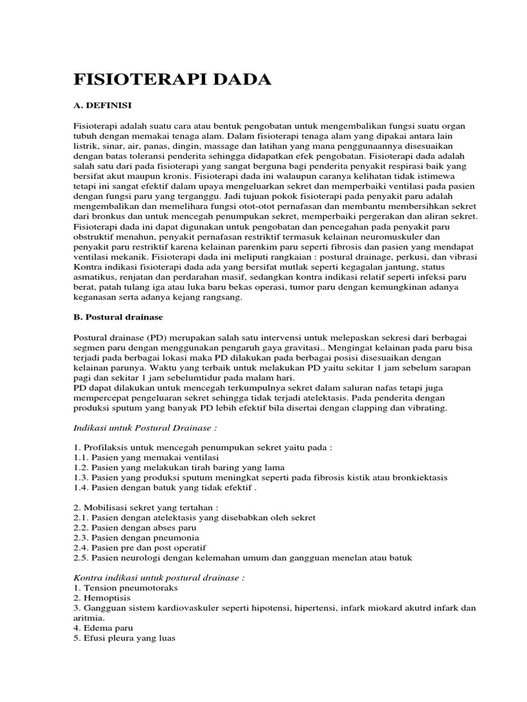 Fisioterapi Dada Dan Batuk Efektif PDF | PDF