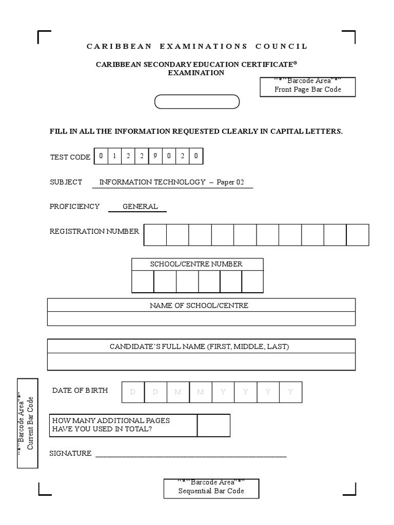 Csec Mayjune2013 Spec It | PDF | Barcode | Computer Hardware
