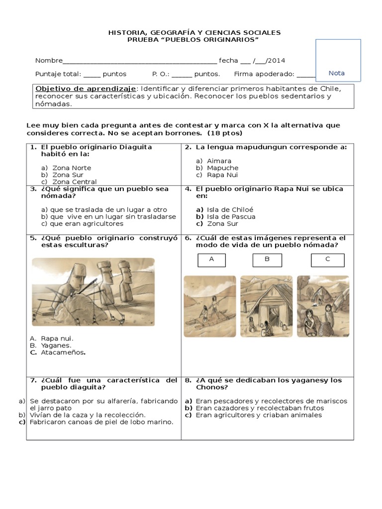 Prueba Pueblos Originarios | PDF | Grupos étnicos | Etnicidad