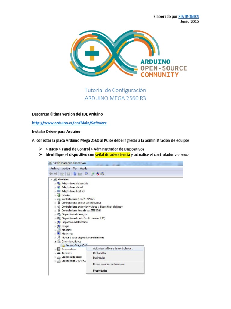 Tutorial de Configuración-Arduino Mega 2560 R3 | PDF | Arduino | Entorno de desarrollo integrado