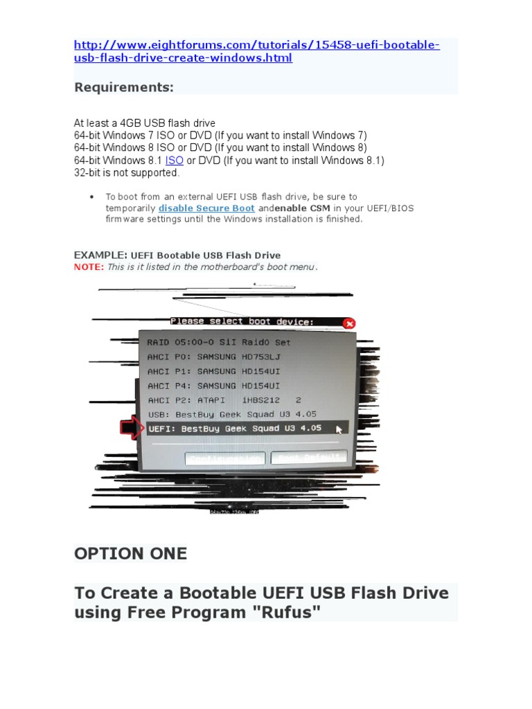 How To Create A Bootable USB Flash Drive For UEFI in Windows 7, Windows ...
