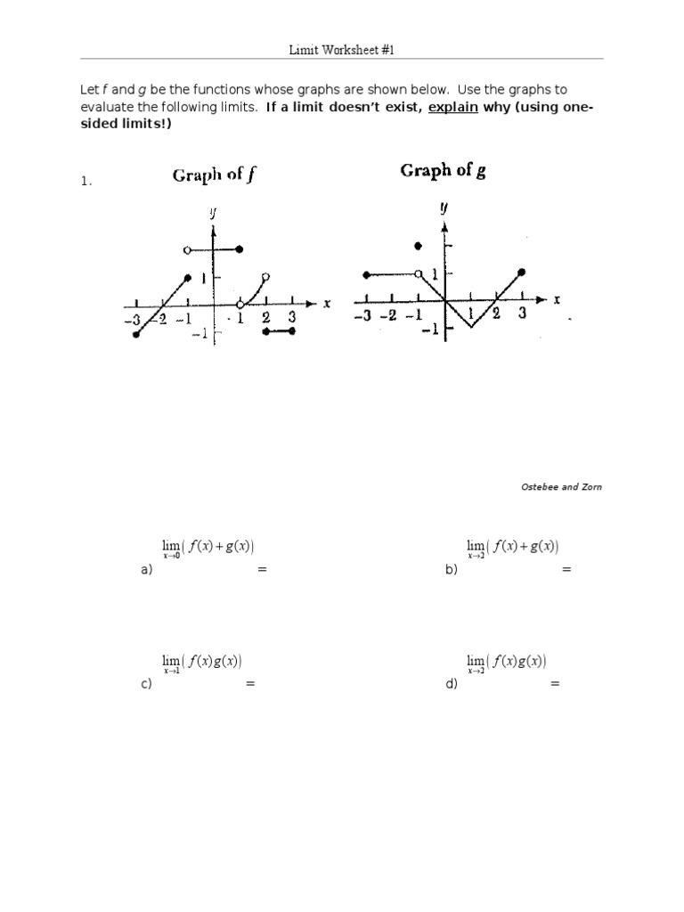 Limit Worksheet #1 | PDF