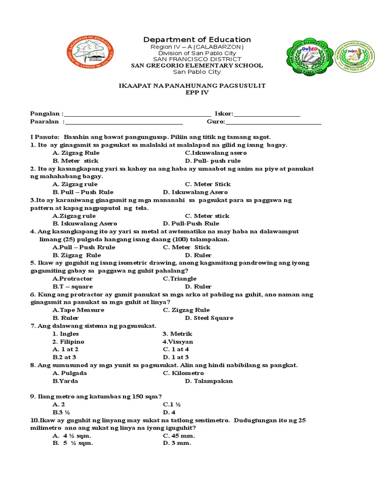 4th Grading EPP IV | PDF