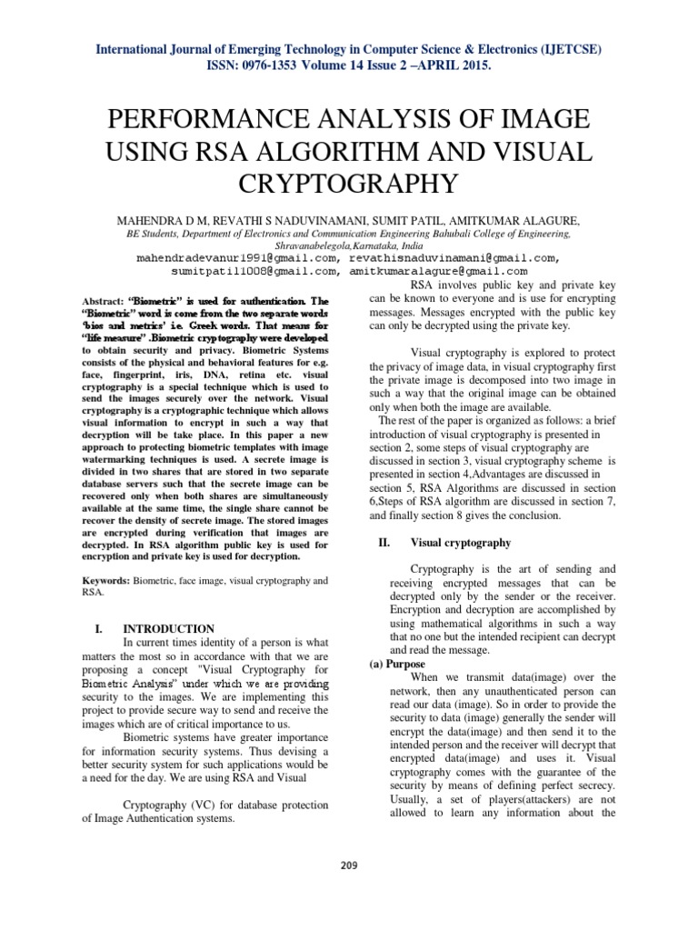589performance Analysis of Image Using Rsa Algorithm and Visual ...