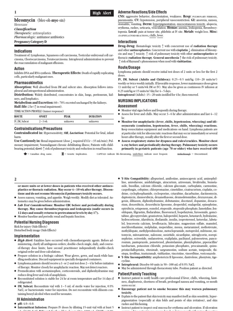 Bleomycin | PDF | Chemotherapy | Adverse Effect