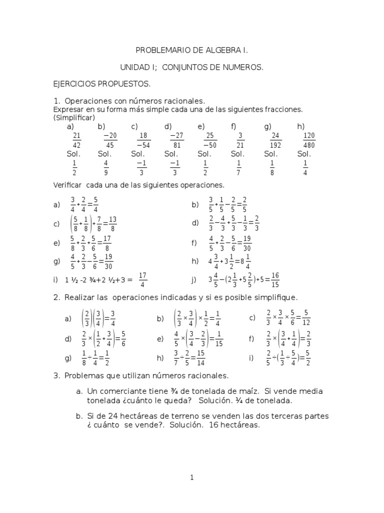 Problemario de Algebra I | PDF | Euro | Entero