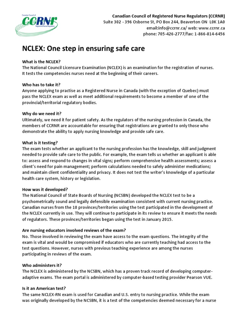 Nclex RN Fact Sheet Updatedsept282015 | PDF | National Council ...