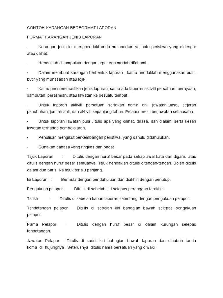 Contoh Karangan Berformat Laporan | PDF