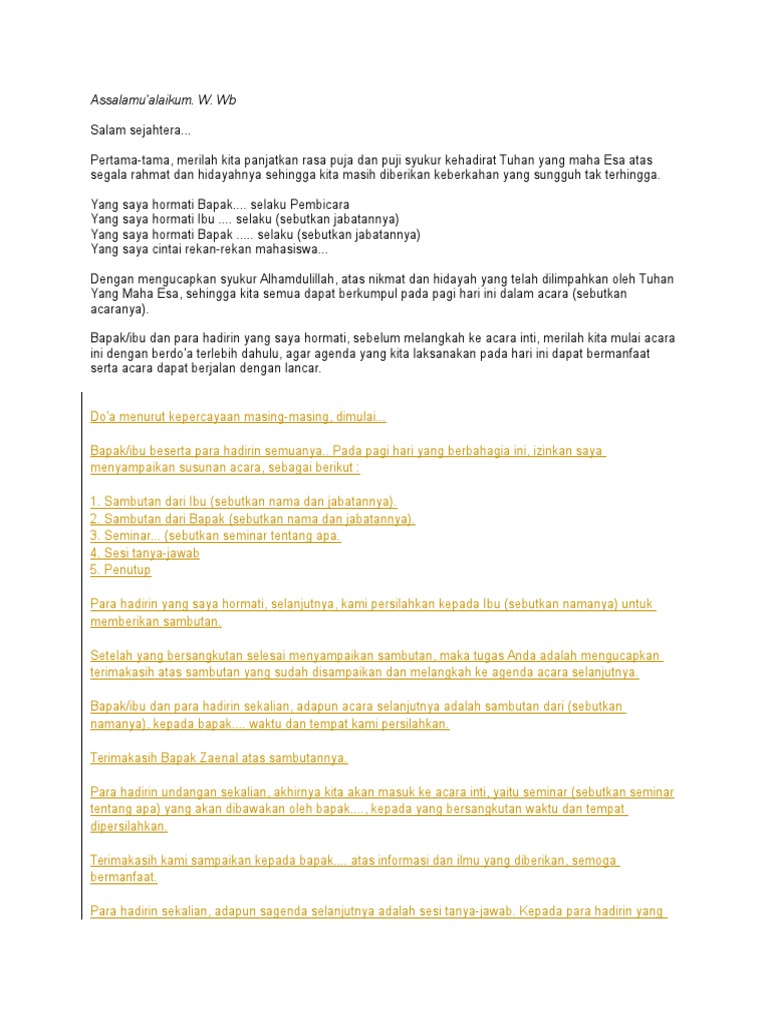 Contoh Susunan Acara Resmi