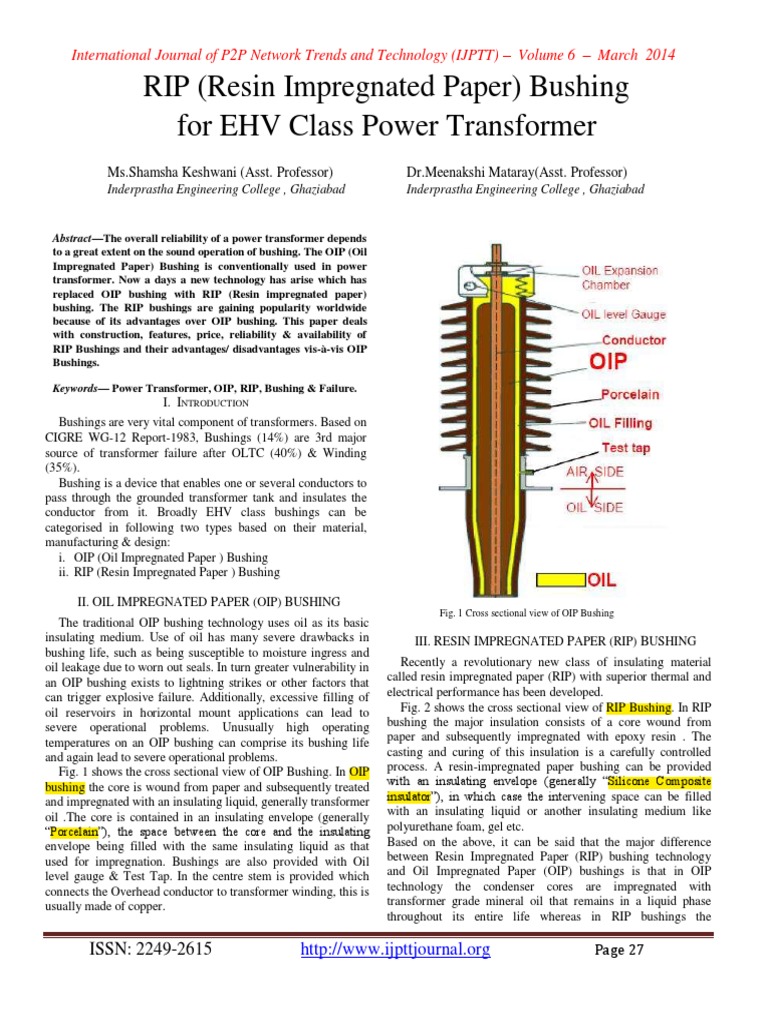 OIP and RIP Bushing | PDF | Insulator (Electricity) | Transformer