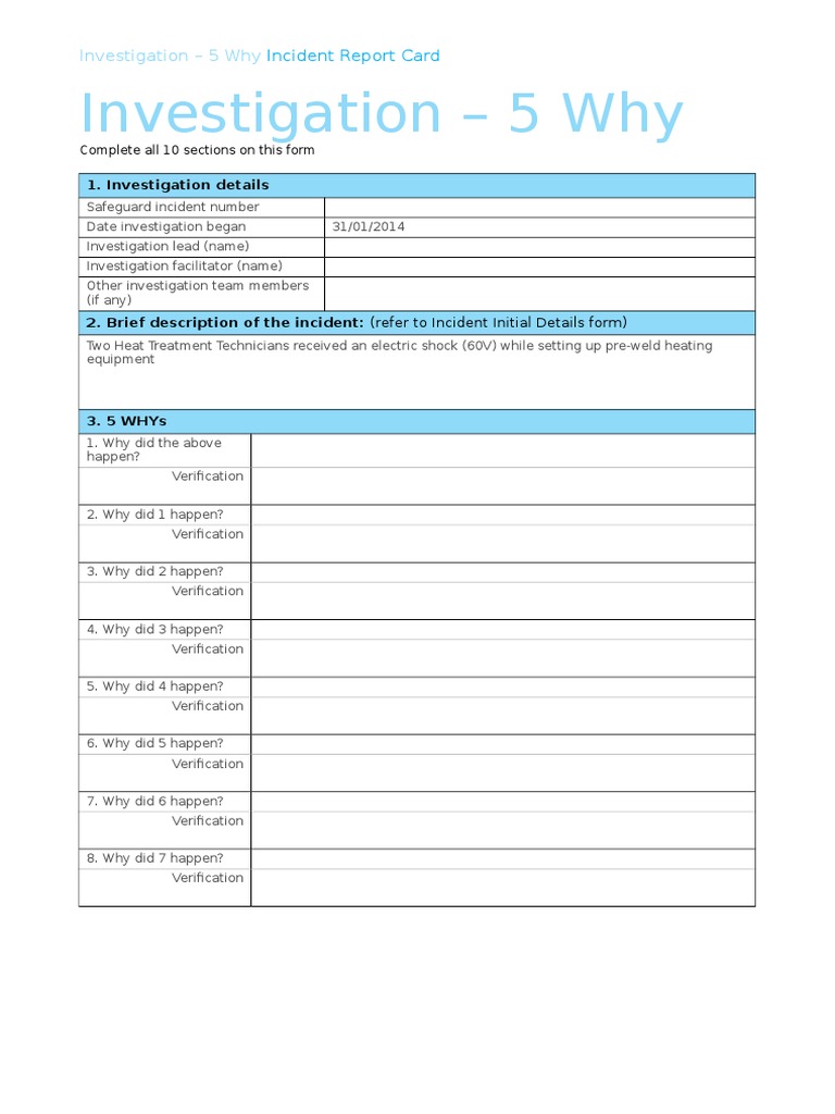 5 WHY Incident Analysis | Emergency | Competence (Human Resources)