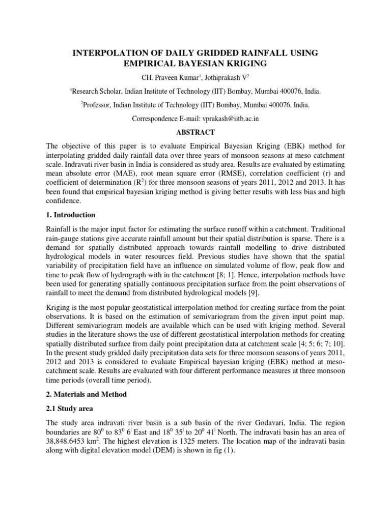 Interpolation of Daily Gridded Rainfall Using Empirical Bayesian Kriging | PDF | Root Mean ...