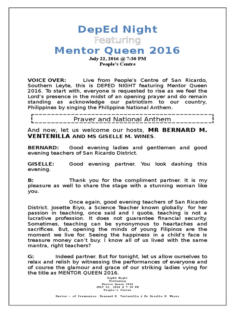 Deped Night Mentor Queen 2016: Featuring | PDF