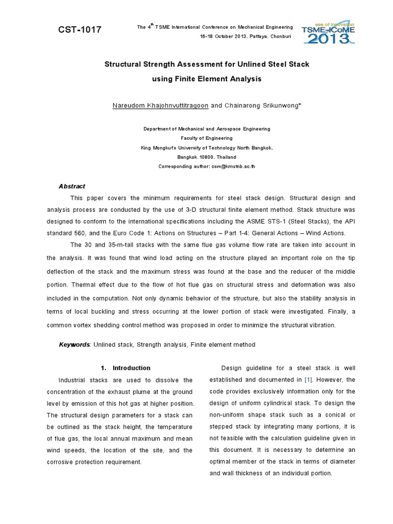 Structural Strength of Steel Stacks | PDF | Chimney | Strength Of Materials