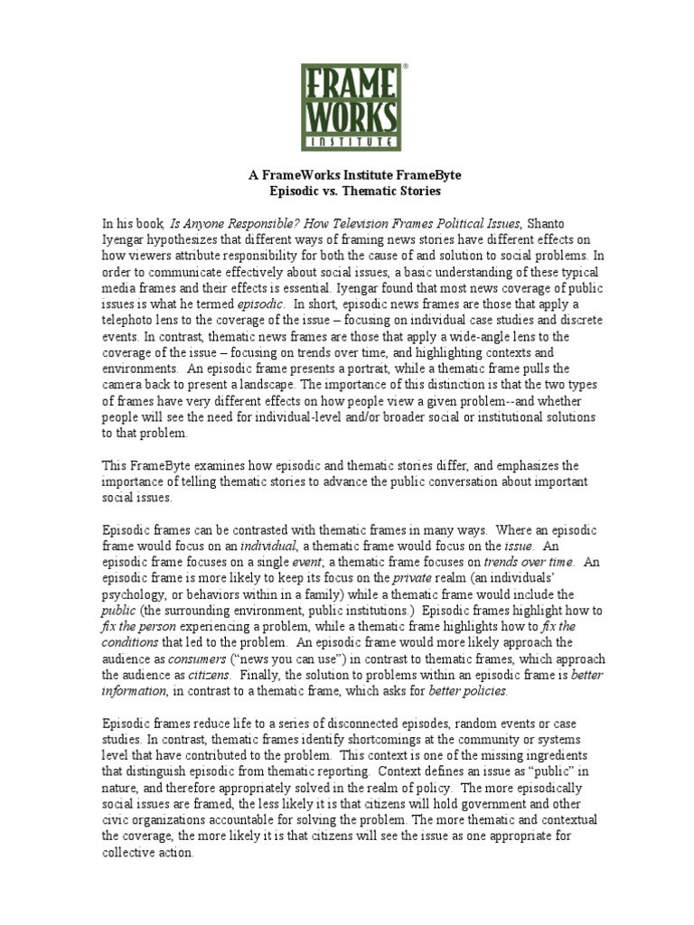 Episodic Vs Thematic Framing | PDF | Framing (Social Sciences ...