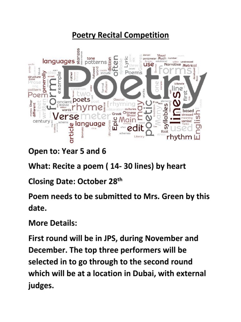 Poetry Recital Competition Poster | PDF