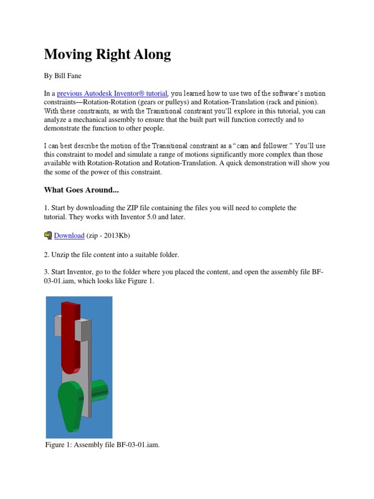 Moving Right Along: Previous Autodesk Inventor® Tutorial | PDF