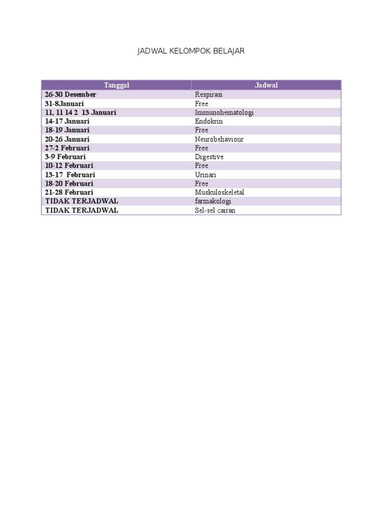 Jadwal Kelompok Belajar | PDF