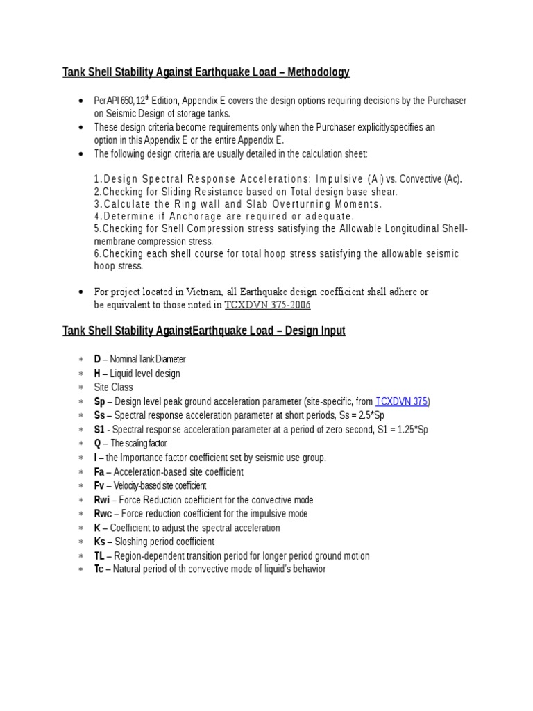 Tank Shell Stability Against Earthquake Load | PDF