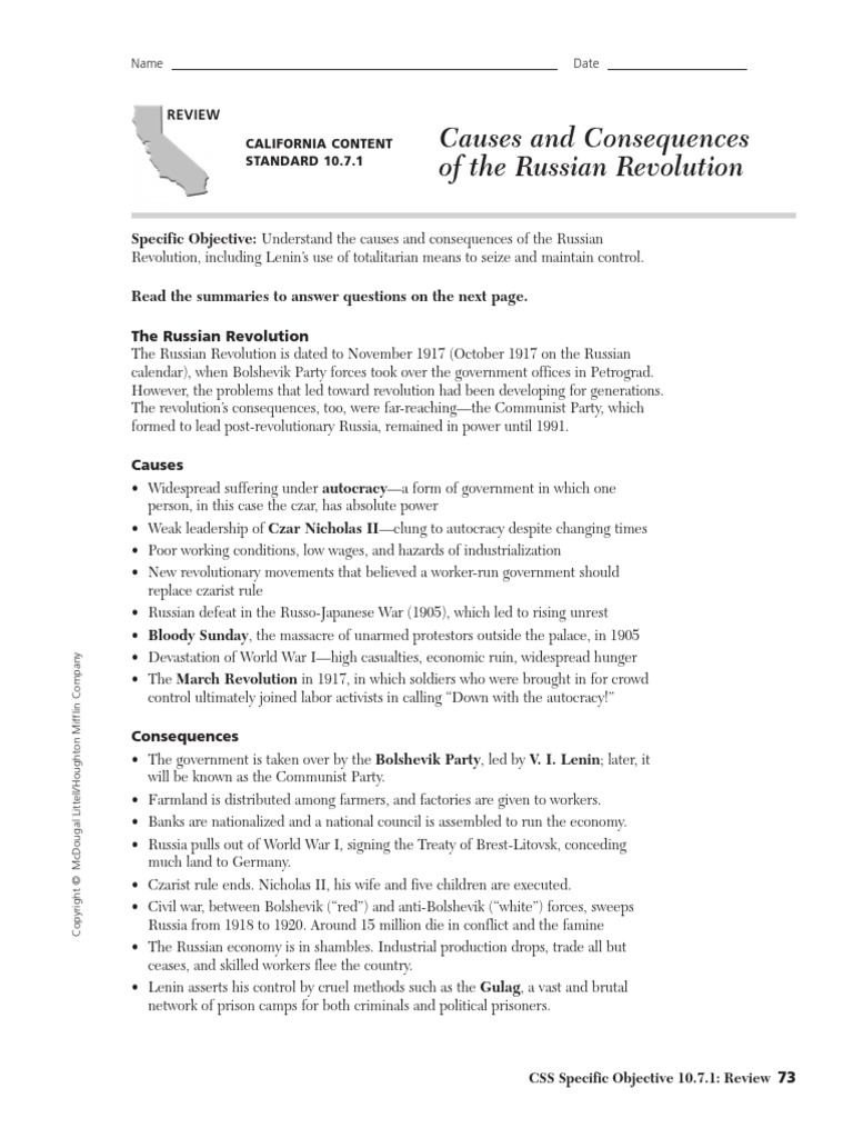 Russian Revolution - Causes & Effects PDF | PDF | Russian Revolution ...