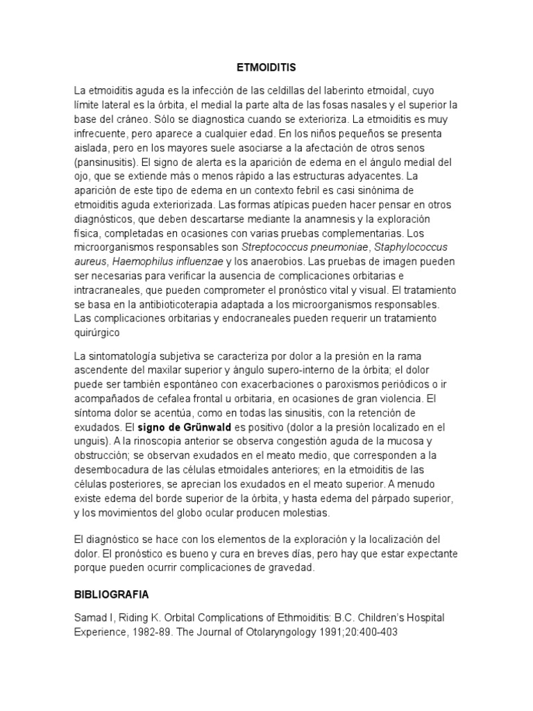 ETMOIDITIS | PDF | Medicina CLINICA | Enfermedades y trastornos