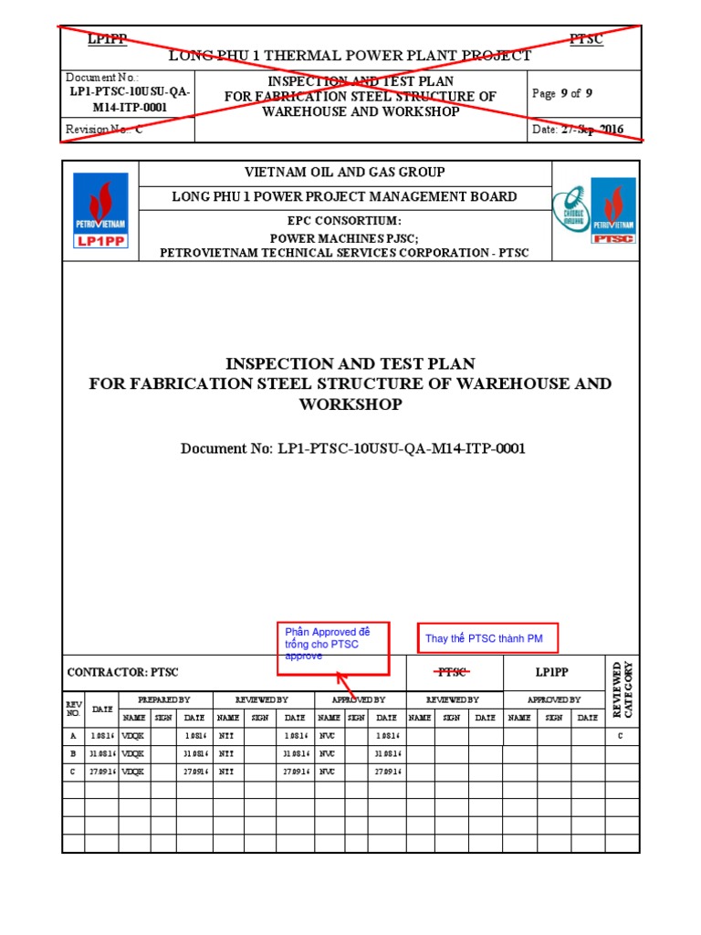 1. Itp for Fabrication Steel Structure of Warehouse and Workshop ...