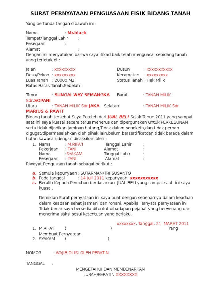 Contoh Surat Tanah | PDF