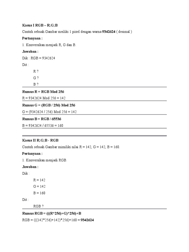 Rumus Hitung RGB | PDF